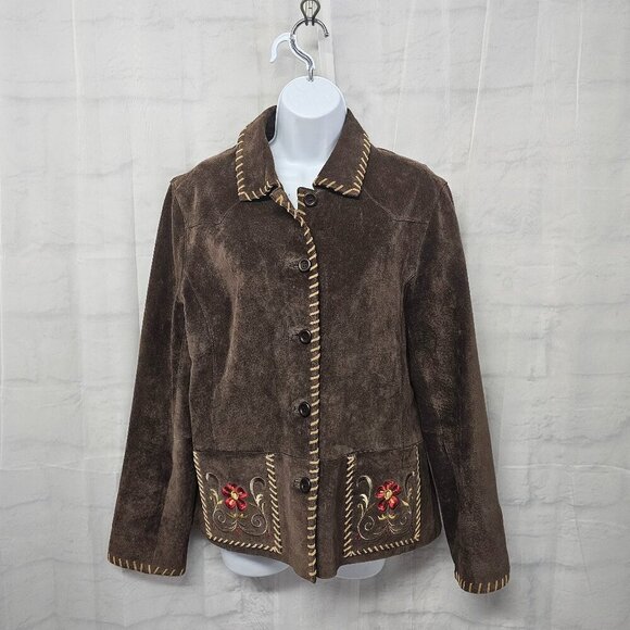 Roper | Jackets & Coats | Vintage Roper Brown Suede Floral Embroidered ...